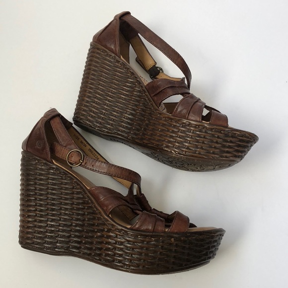 Born | Shoes | Born Wedge Sandals With Leather Straps | Poshmark